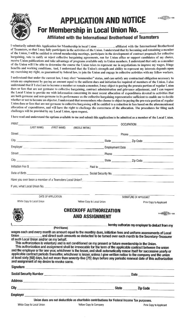 Teamsters Local 177 | Application & Beneficiary Form